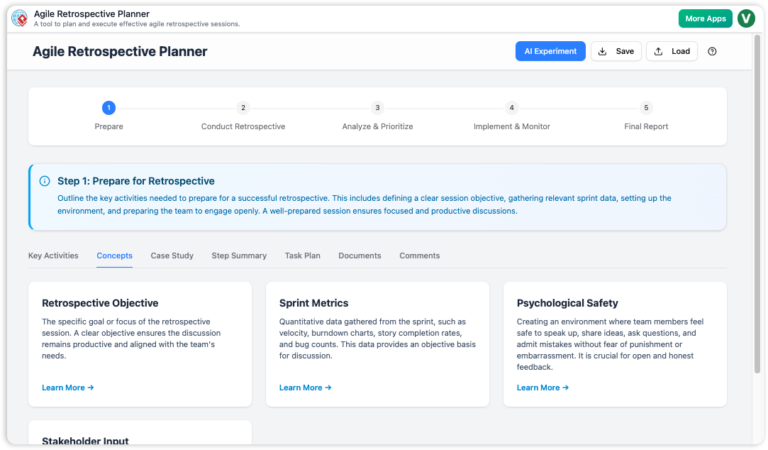 Free Agile Retrospective Planner - Visual Paradigm AI