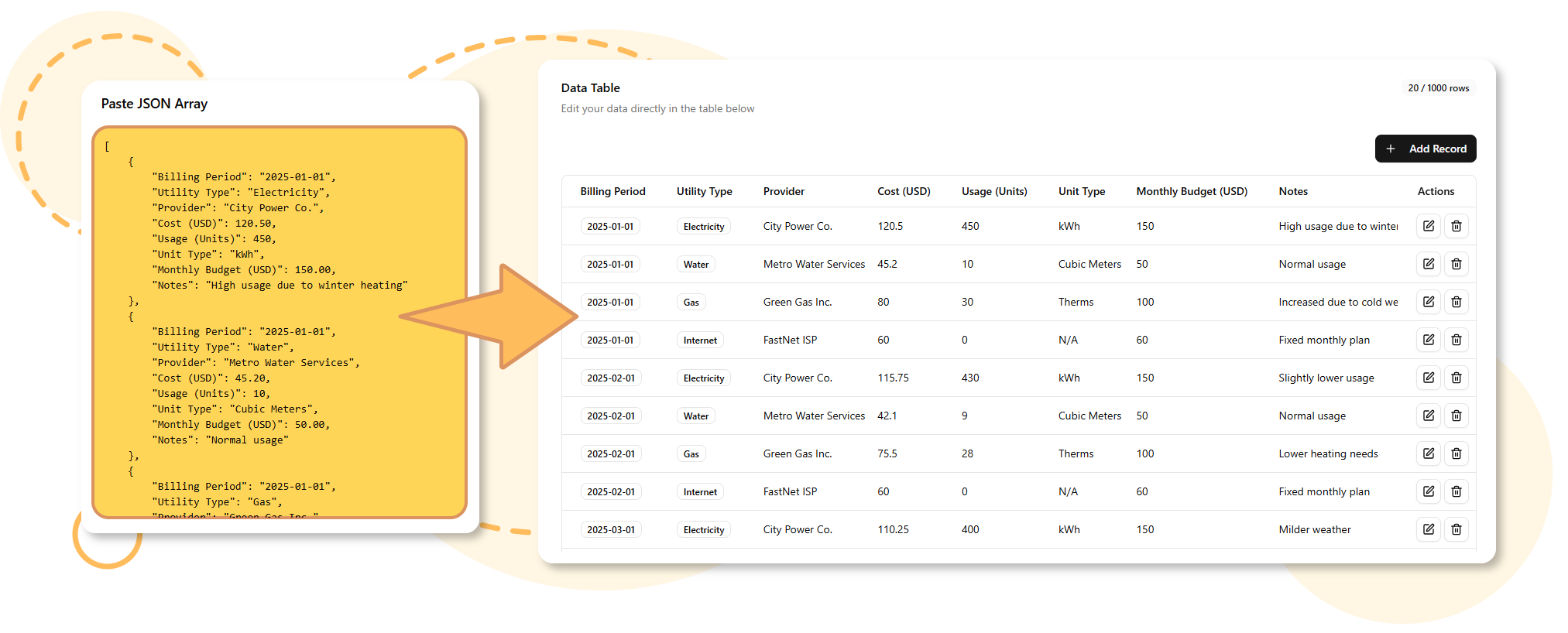 JSON CRUD Table Maker - Visual Paradigm AI